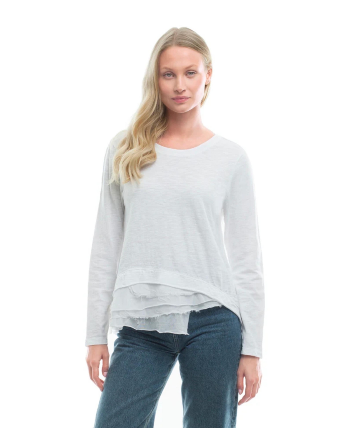 Click here for Wilt Clothing Womens Boxy Mixed Fabric Hem Tee - W... prices