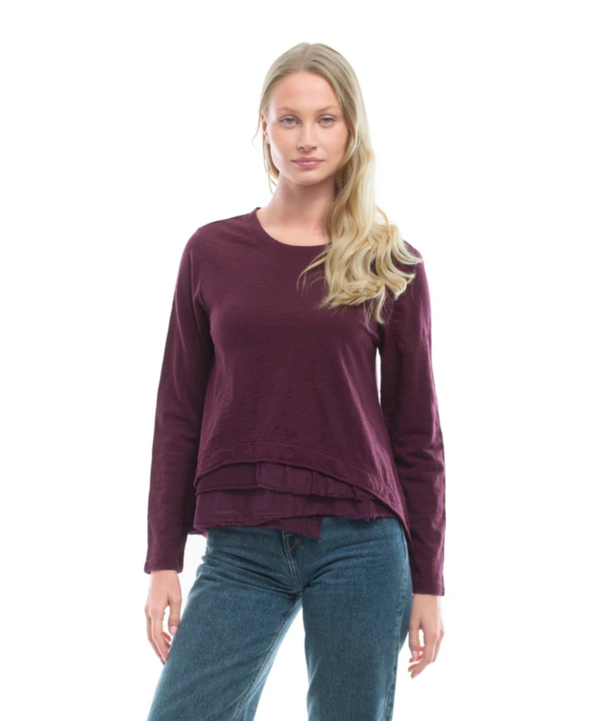 Click here for Wilt Clothing Womens Boxy Mixed Fabric Hem Tee - D... prices