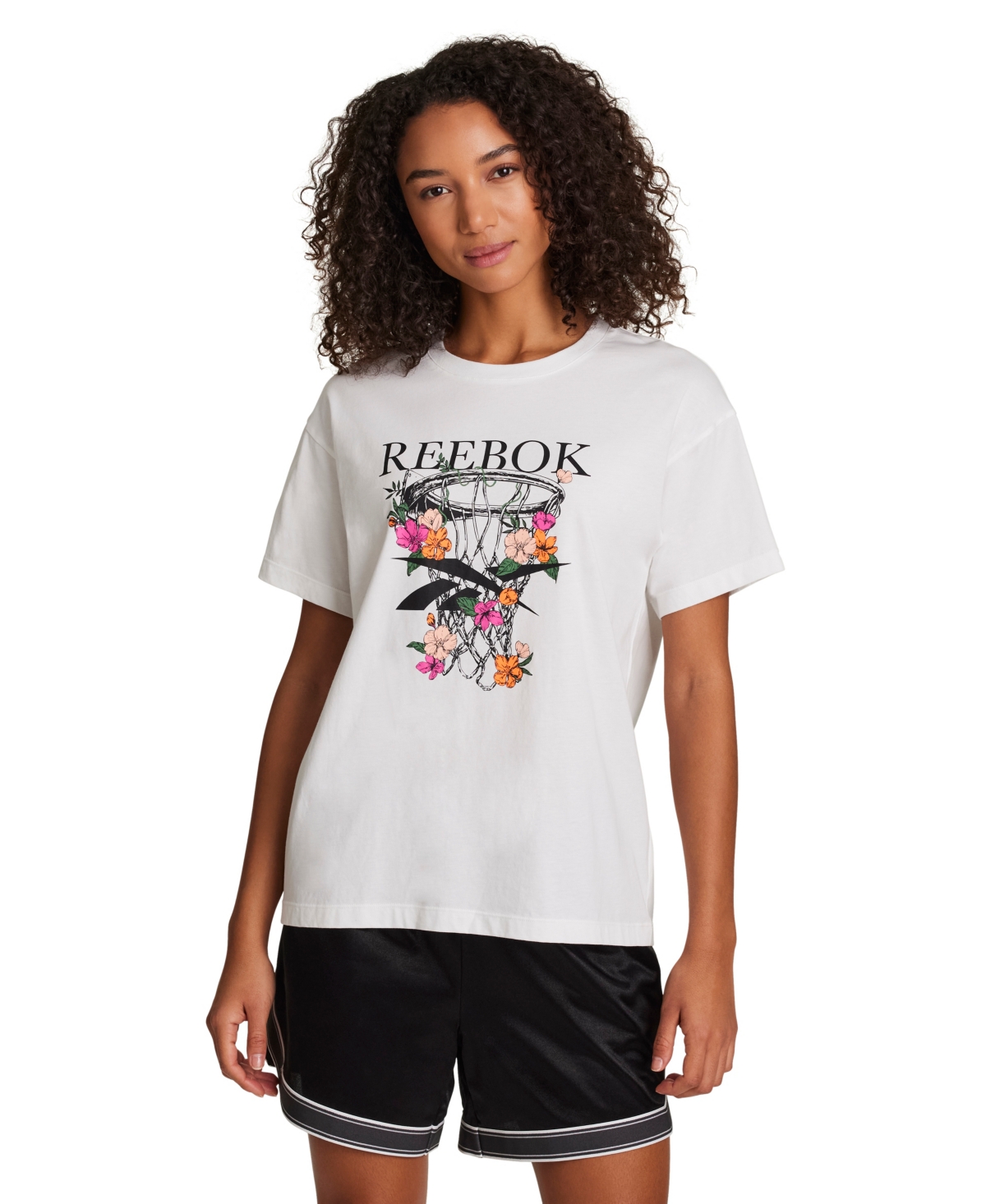 Click here for Reebok Womens Basketball Hoop Graphic T-Shirt - Wh... prices