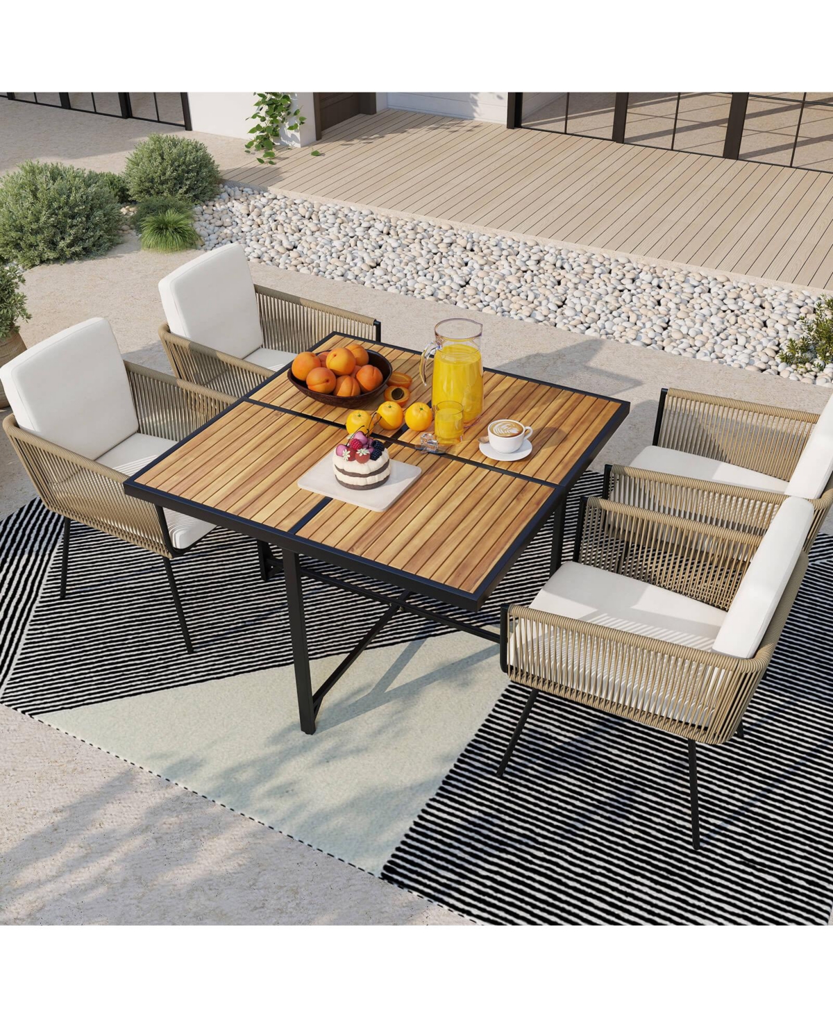 Click here for Costway 5 Pieces Patio Dining Set Outdoor Rectangu... prices