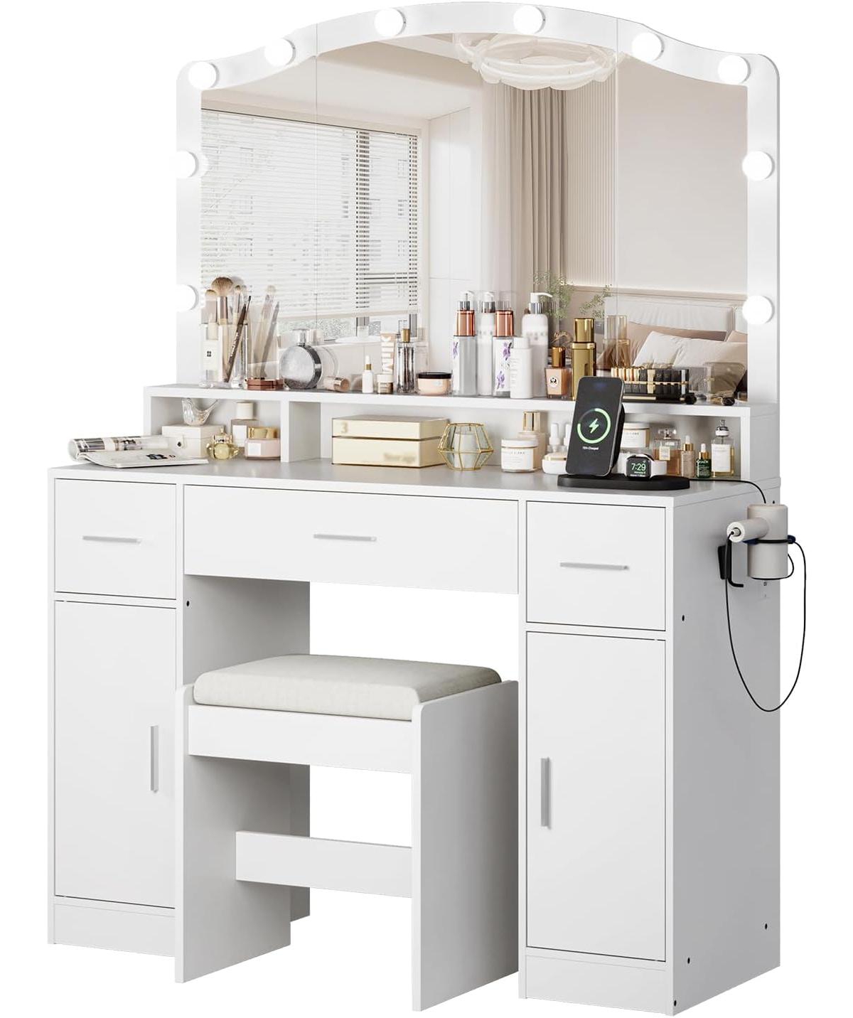 Click here for Gaomon Vanity Desk with Mirror & 10 Led Lights  3... prices
