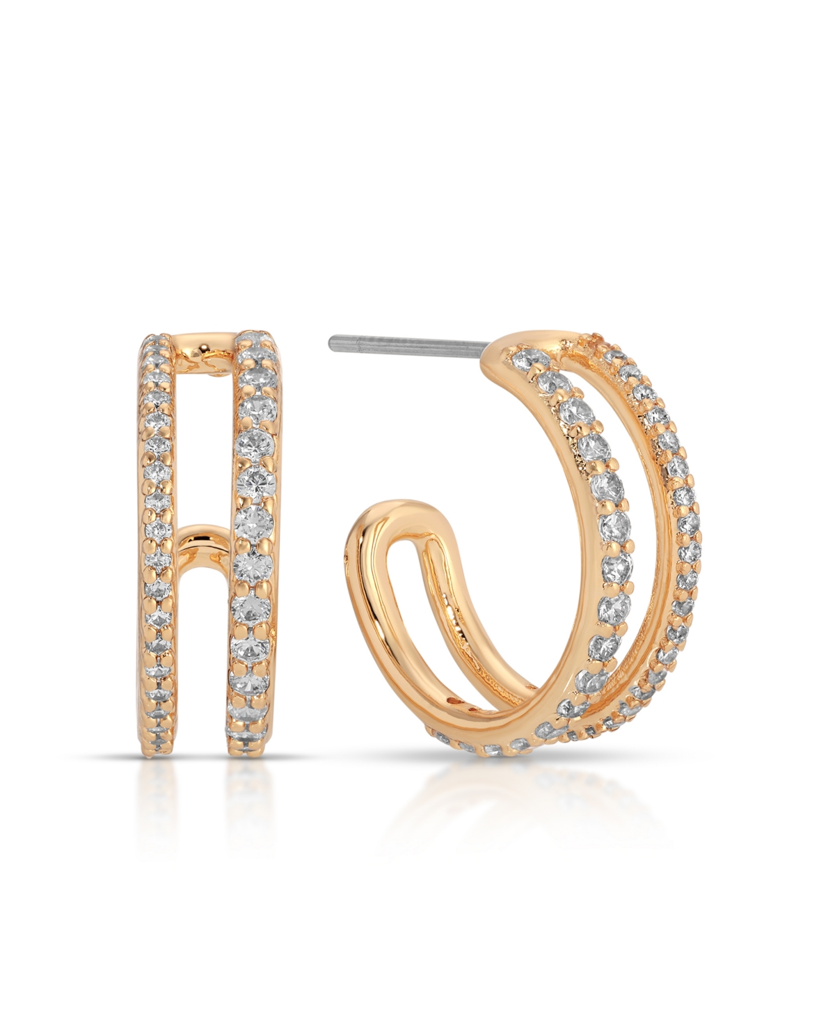 Click here for Ettika Double Up Crystal Earrings - Gold prices