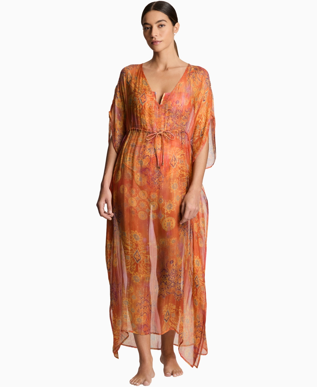 Click here for Lauren Ralph Lauren Womens Midi Caftan Swim Cover-... prices