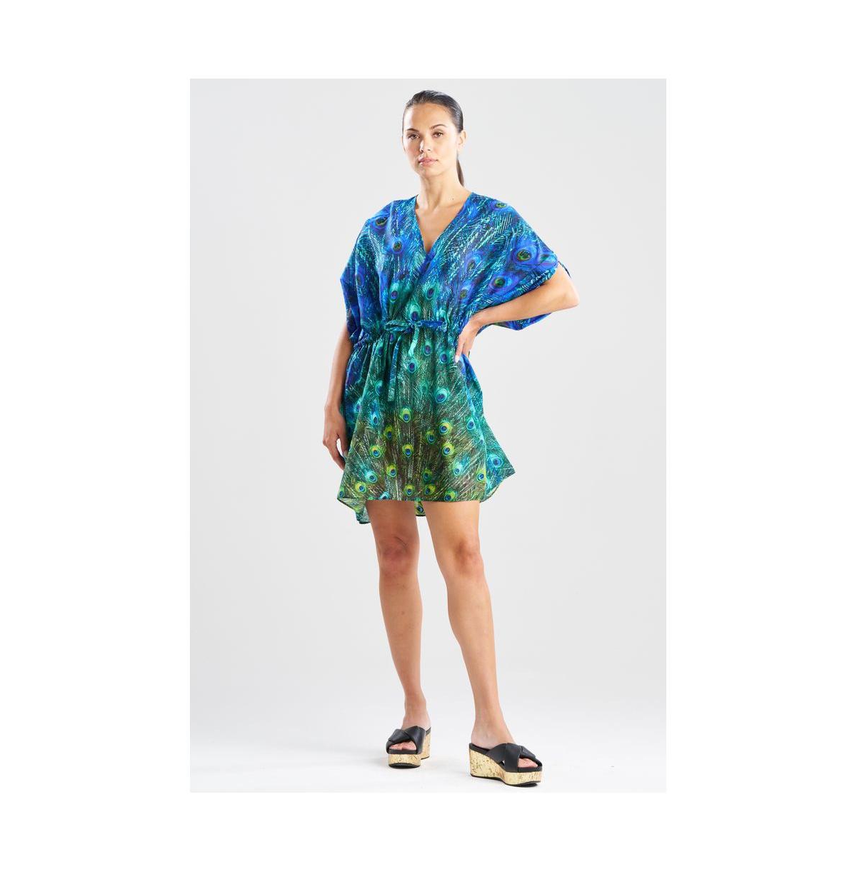 Click here for Natori Womens Peacock - Cotton Voile Short Caftan... prices