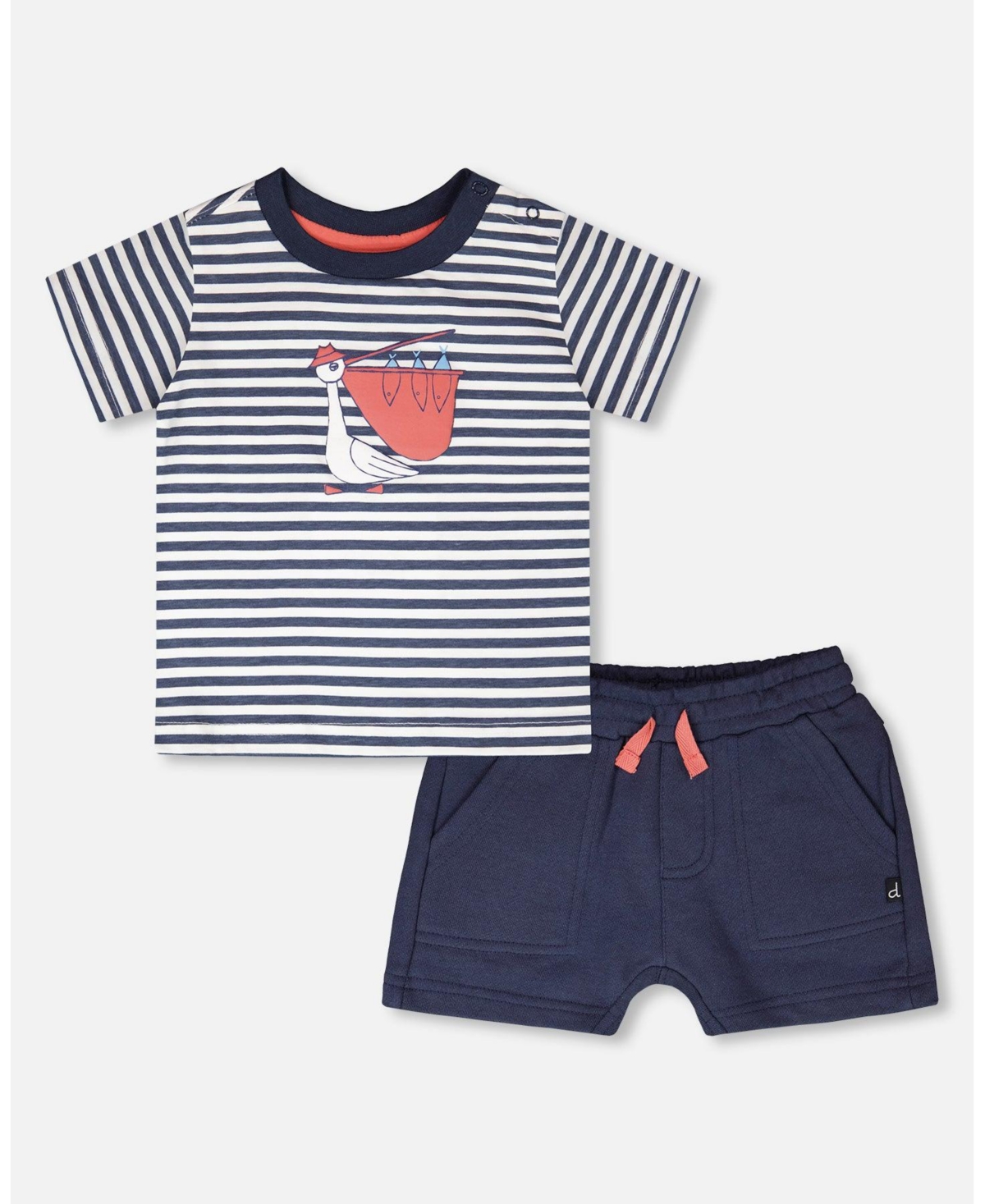 Click here for Deux par Deux Boy Cotton T-Shirt and Short Set Str... prices