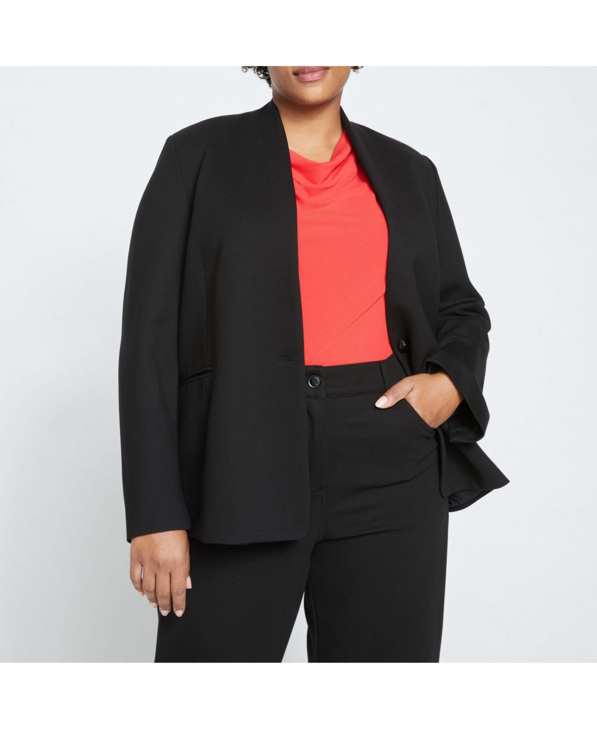 Click here for Universal Standard Plus Size Lennox Collarless Pon... prices