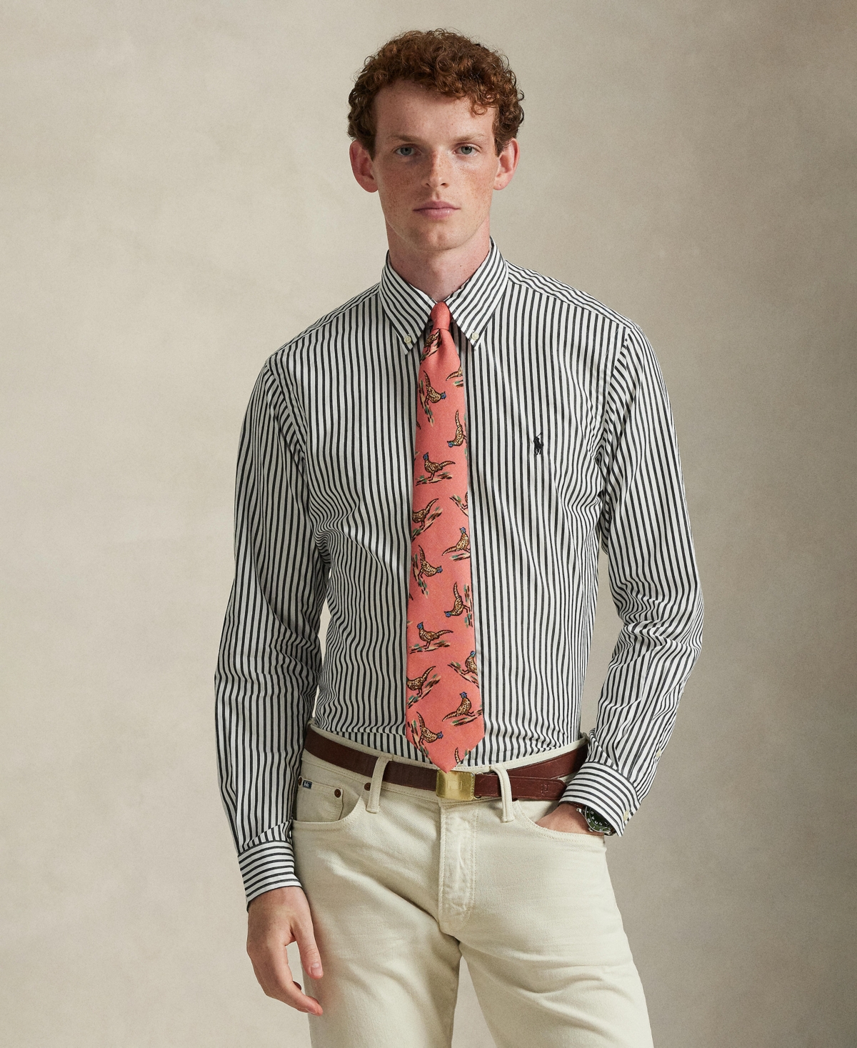 Click here for Polo Ralph Lauren Mens Classic-Fit Striped Broadcl... prices