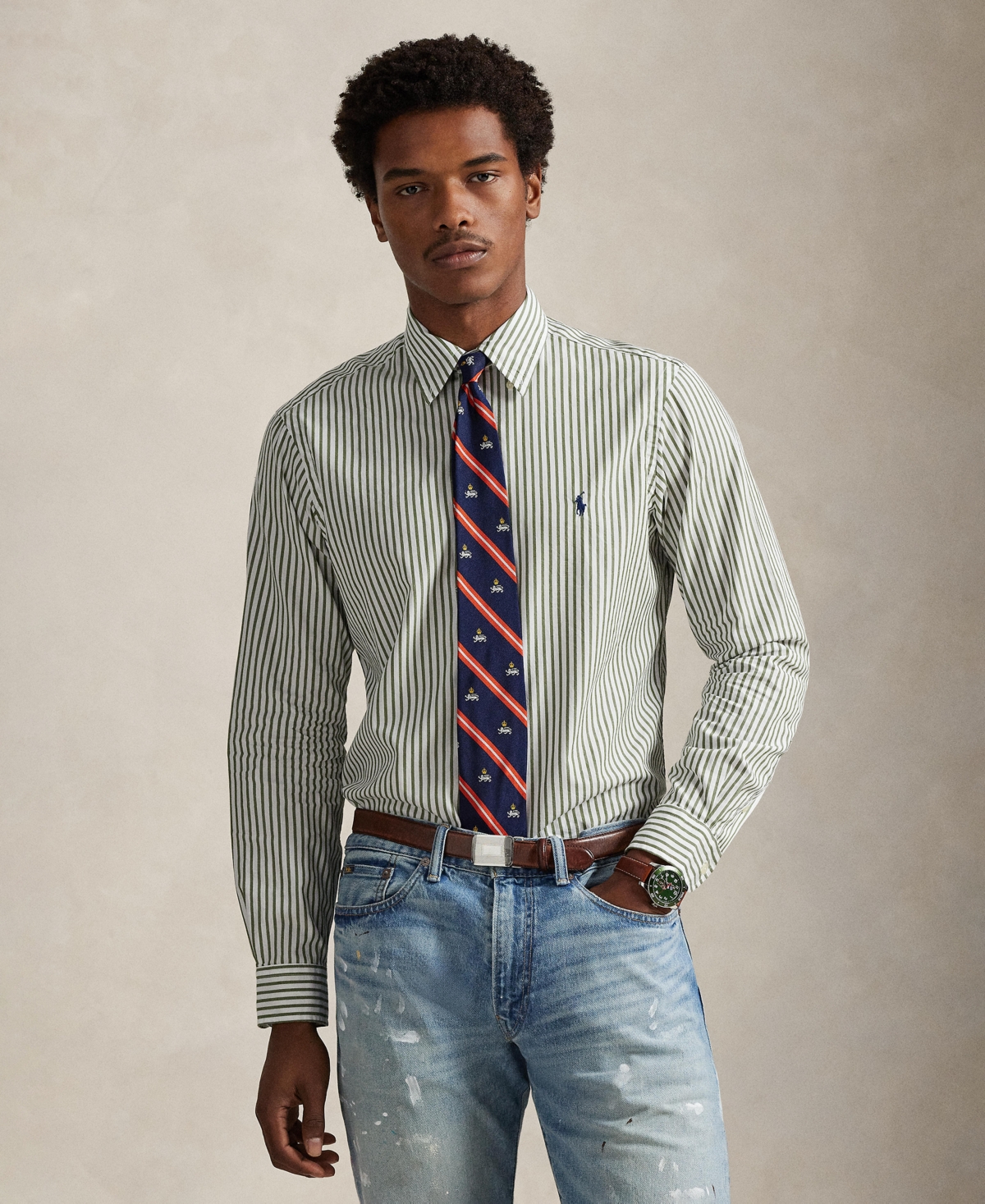 Click here for Polo Ralph Lauren Mens Classic-Fit Striped Broadcl... prices