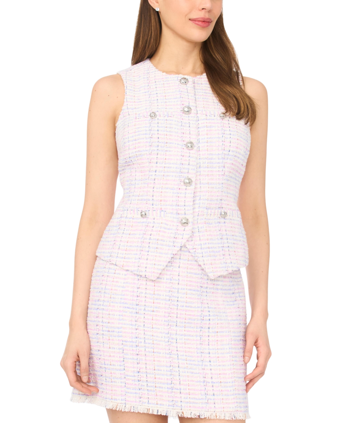 Click here for CeCe Womens Sleeveless Crew Neck Split Hem Vest -... prices