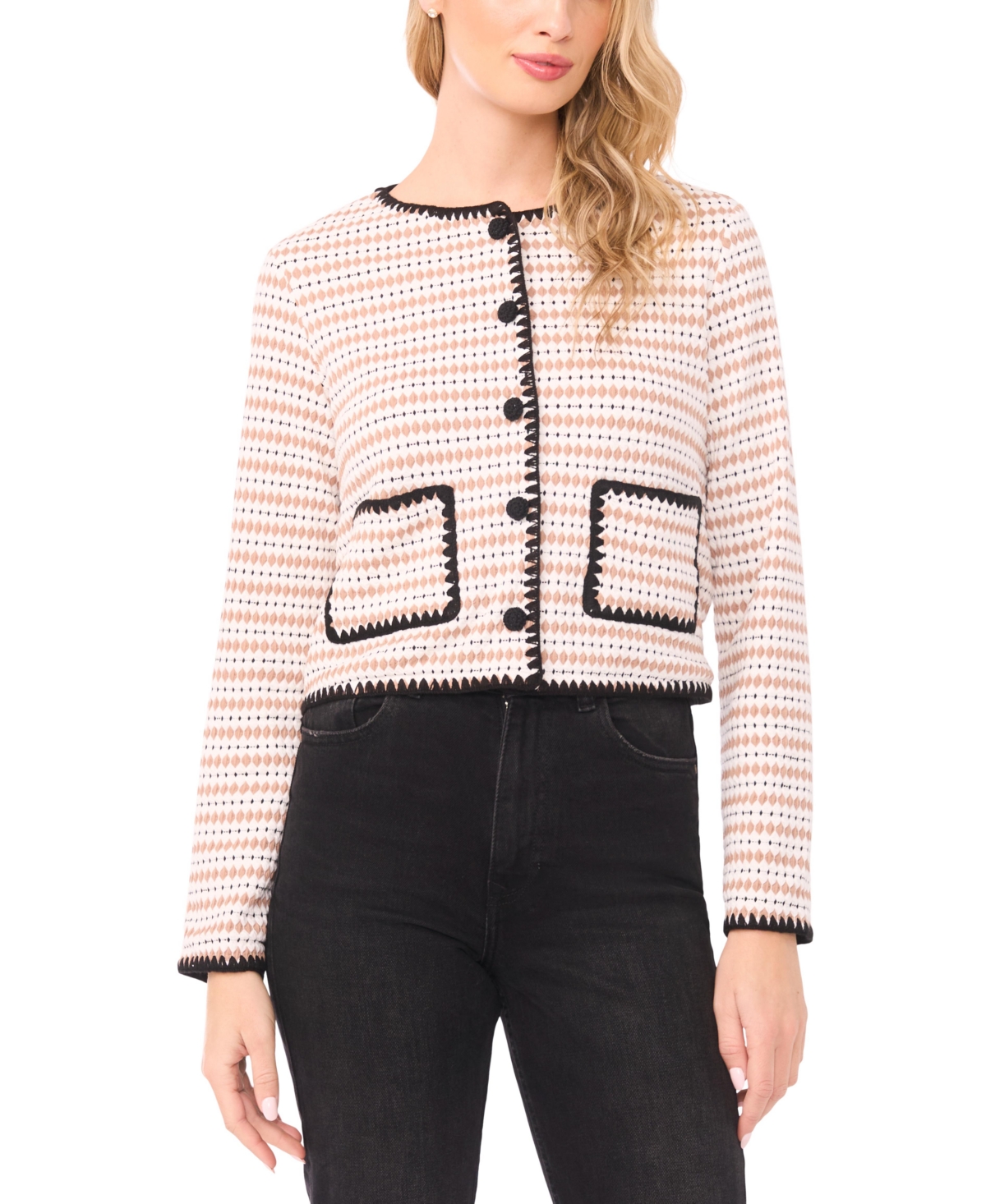 Click here for CeCe Womens Crochet Detail Long-Sleeve Crew Neck C... prices