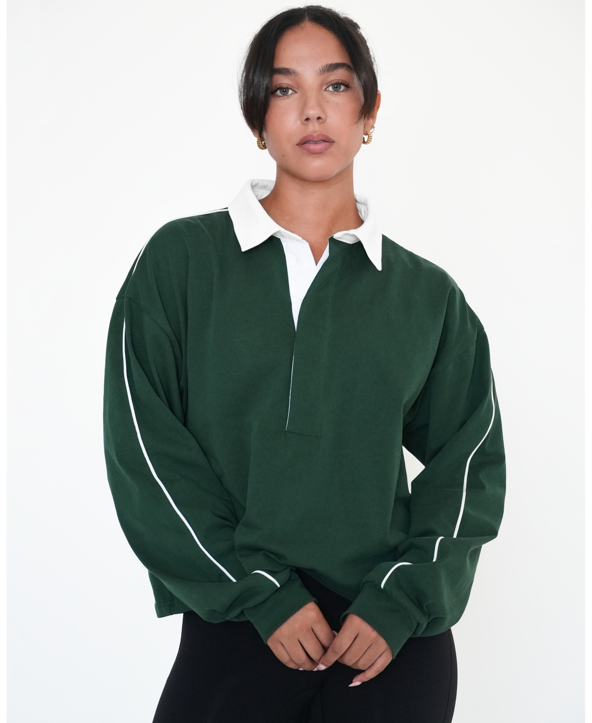 Click here for Rebody Active Womens Rugby Piping Relaxed Polo Top... prices