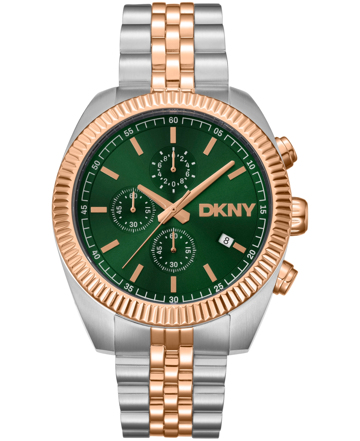 Click here for Dkny Mens Chronograph Green Dial Two-Tone Rose Gol... prices