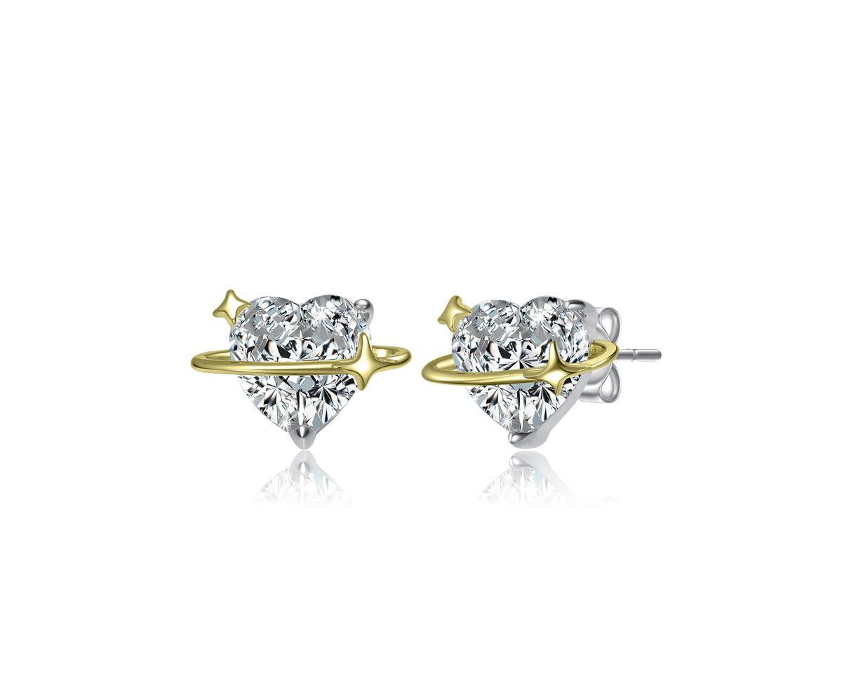 Click here for Rachel Glauber Heart Cz & Star Stud Earrings - Whi... prices