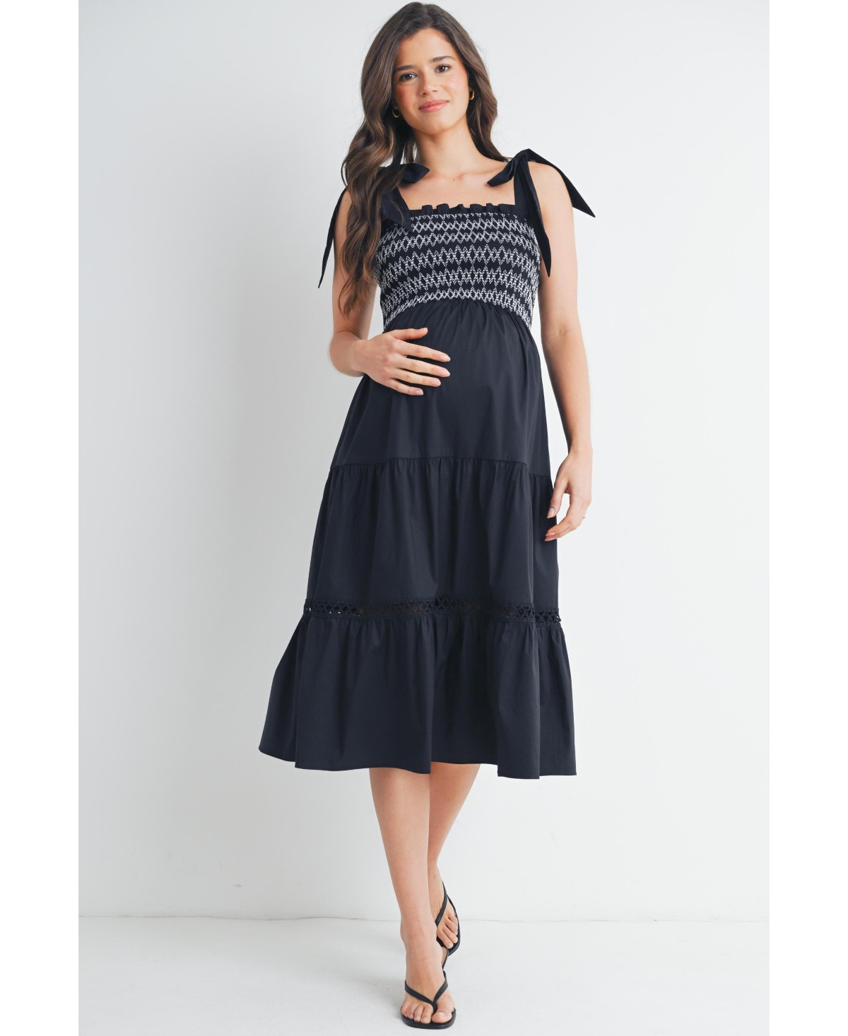 Click here for Hello Miz Maternity Smocked Empire Waist Midi Dres... prices