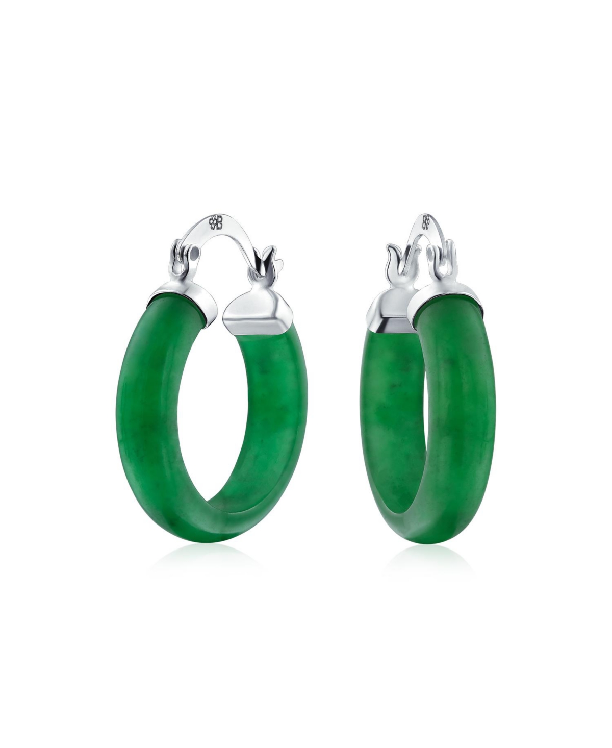 Click here for Bling Jewelry Classic Green Jade Round Tube Hoop E... prices