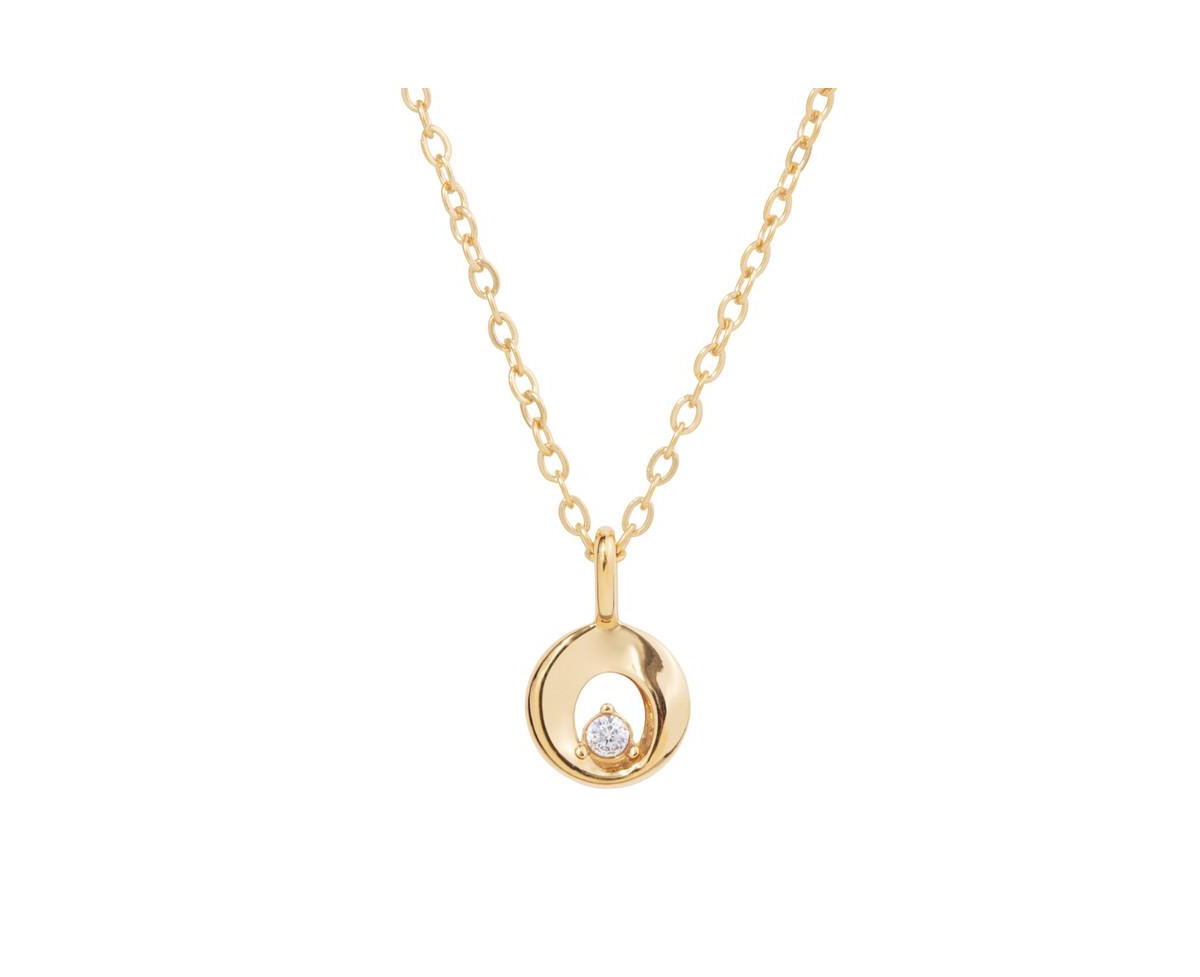 Click here for Little Sky Stone Mini Halo Round Pendant Necklace... prices