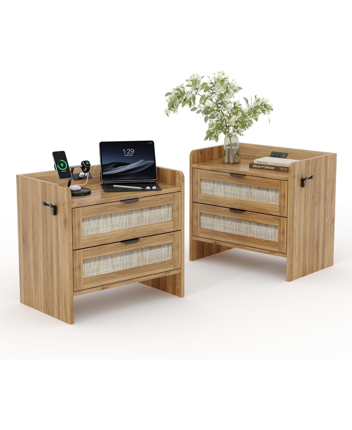 Click here for Draft - gaomon Rattan Nightstand Set of 2  Bedside... prices