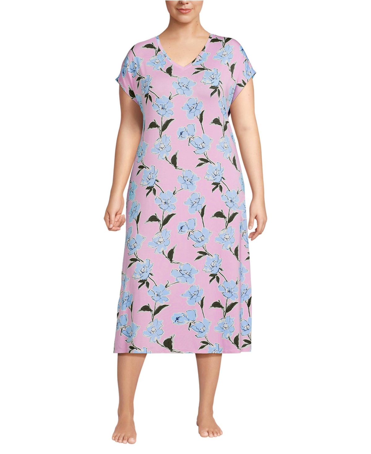 Click here for Lands End Plus Size Cooling Cap Sleeve Midi Nightg... prices