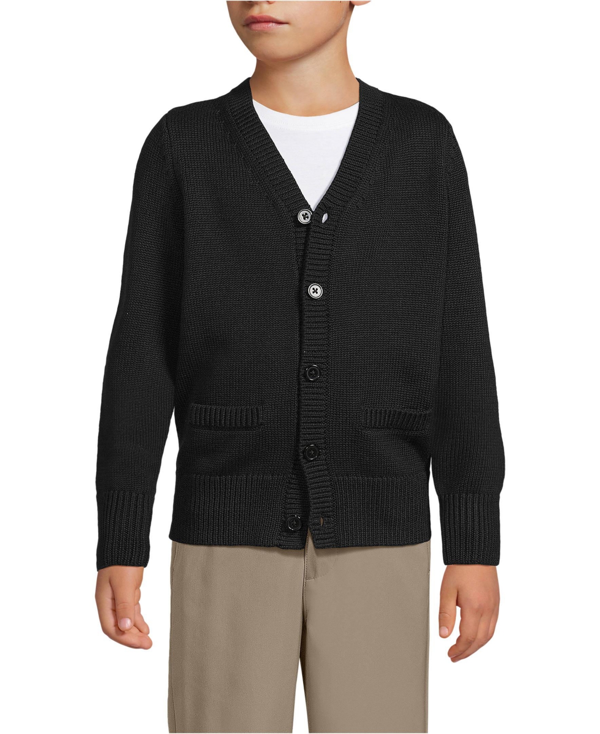 Click here for Lands End Boys Cotton Modal Button Front Cardigan... prices