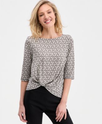Click here for Jm Collection Womens Printed Boat Neck Twist Front... prices