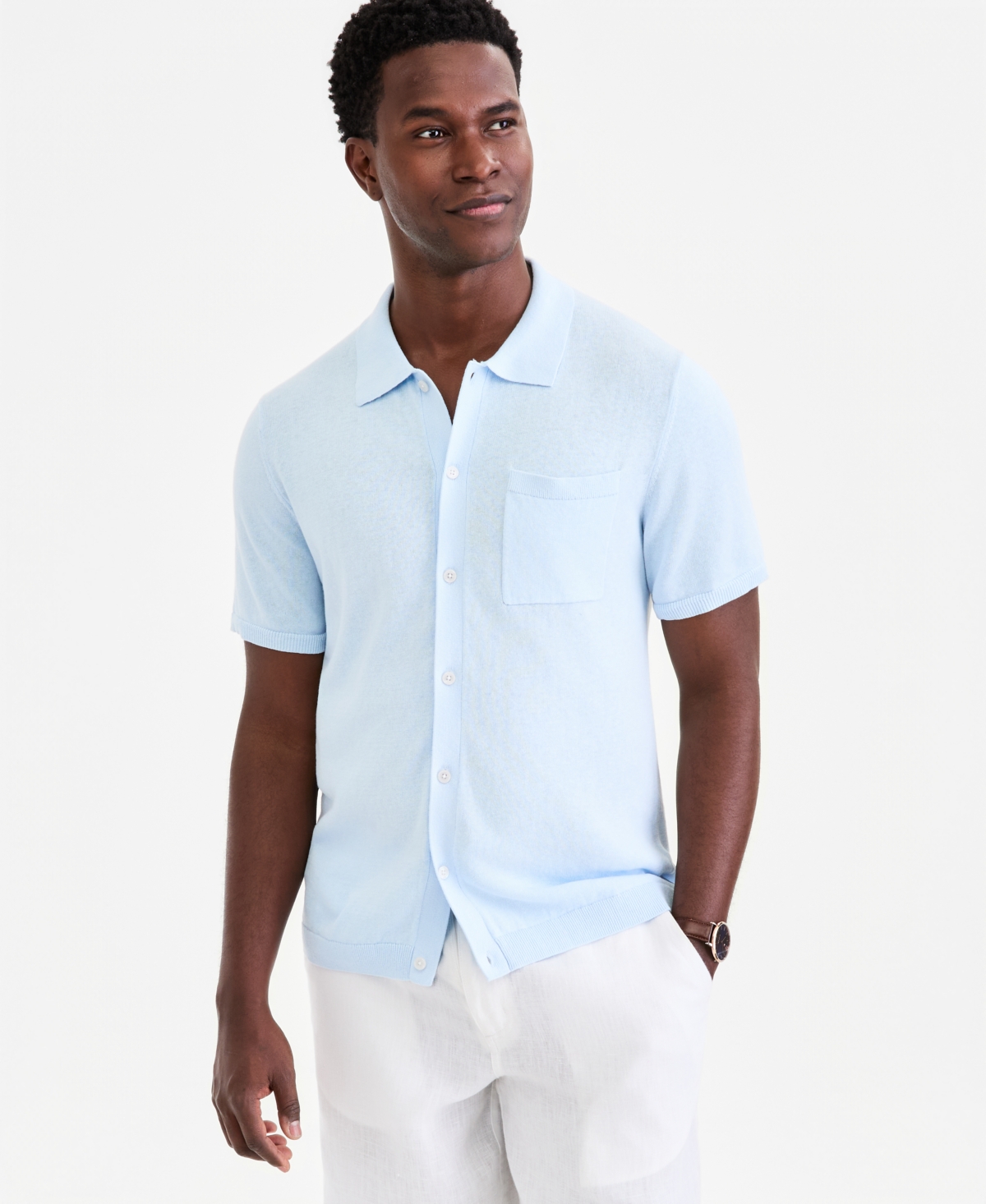 Click here for Club Room Mens Short-Sleeve Linen and Cotton Butto... prices
