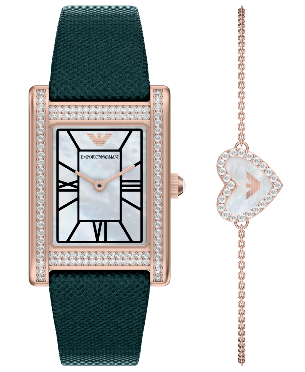 Click here for Emporio Armani Womens Quartz Two-Hand Green Leathe... prices