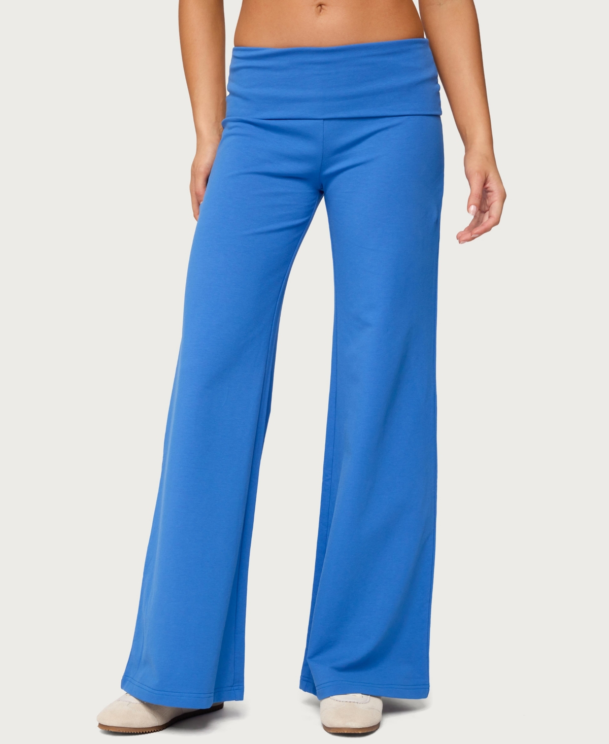 Click here for Edikted Womens Wide Leg Fold Over Pants - Blue prices