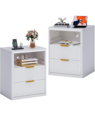 Click here for Gaomon Fluted Nightstand With Charging Station Bed... prices