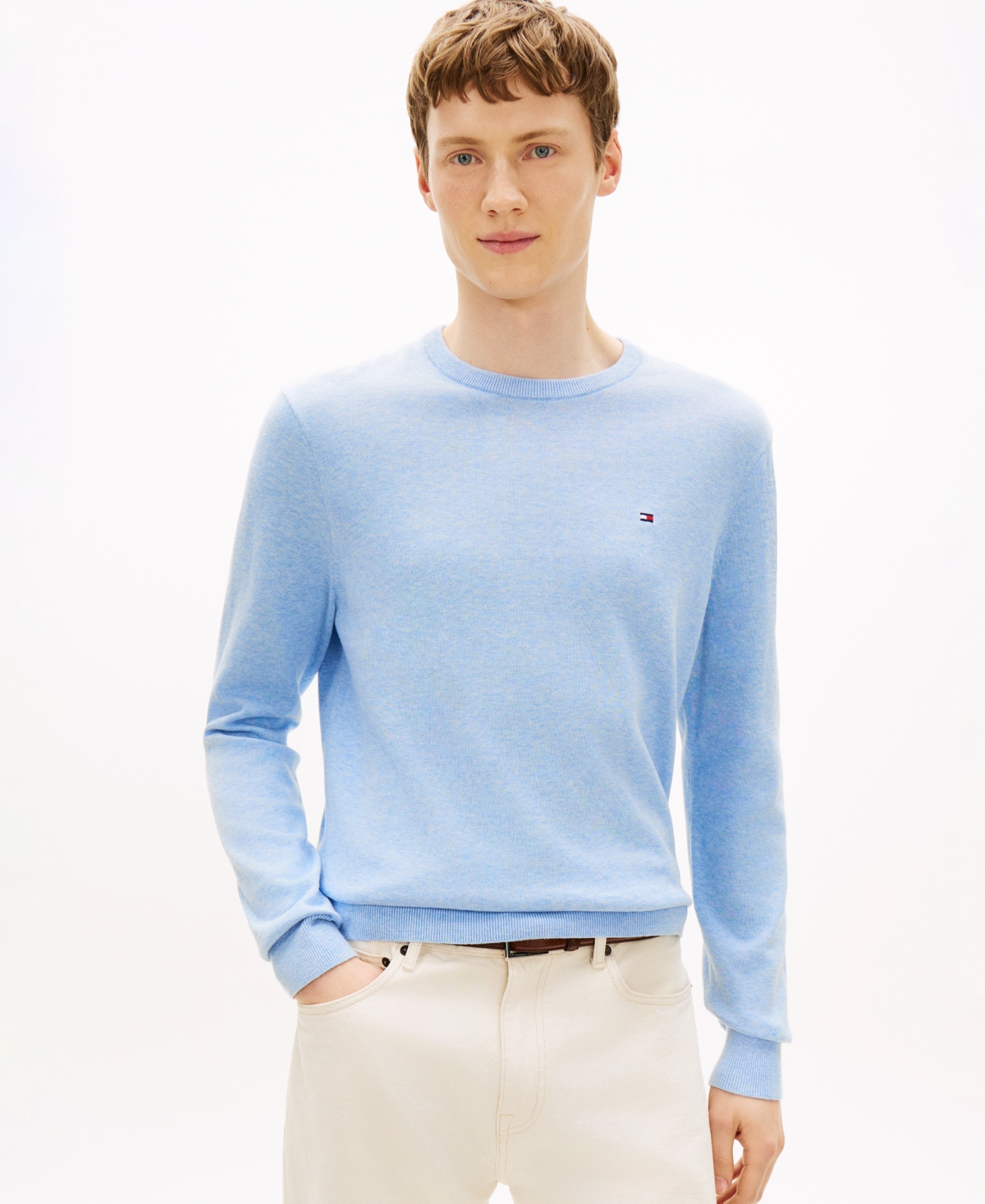 Tommy Hilfiger Mens Essential Crew Neck Sweater - Vessel Blue Heather