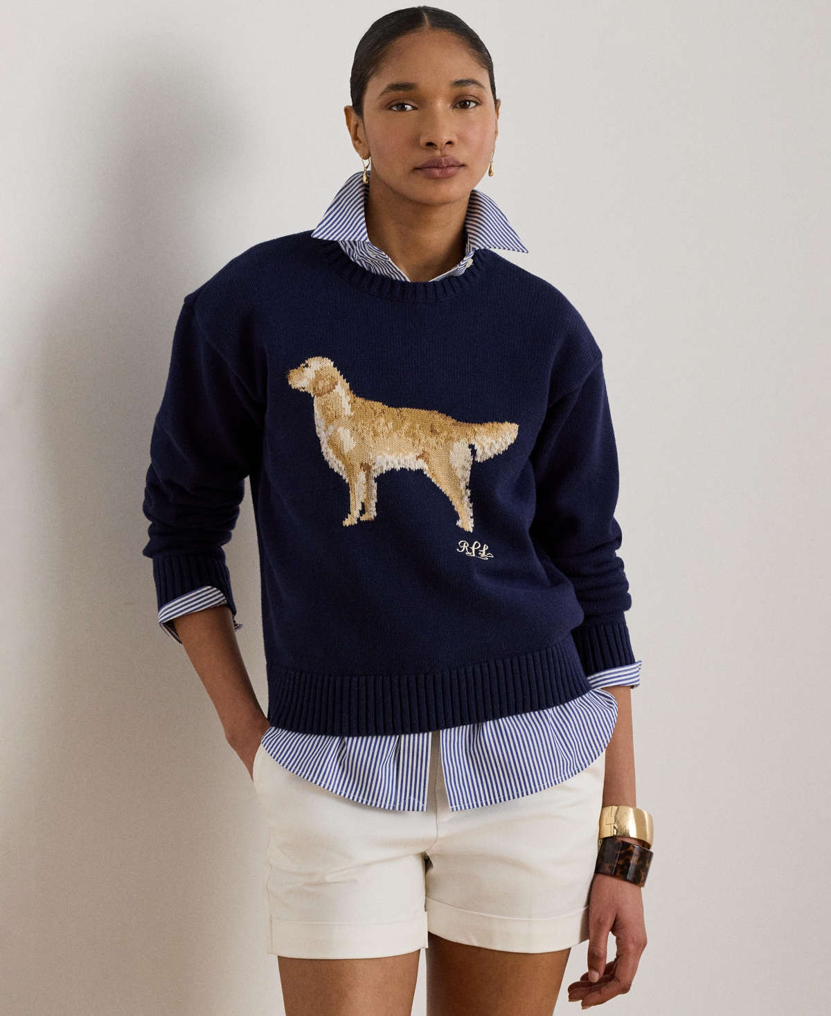Click here for Lauren Ralph Lauren Womens Cotton Dog Sweater - Re... prices