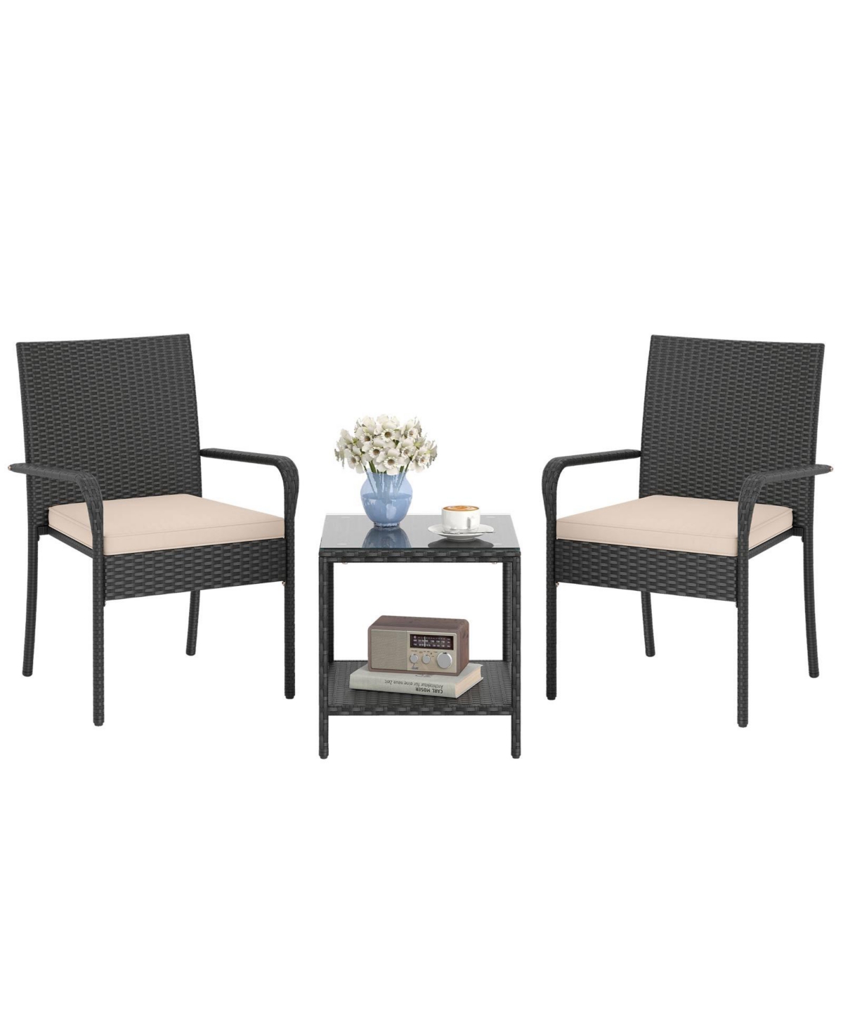 Click here for Gymax 3 Piece Patio Furniture Set Outdoor Wicker C... prices