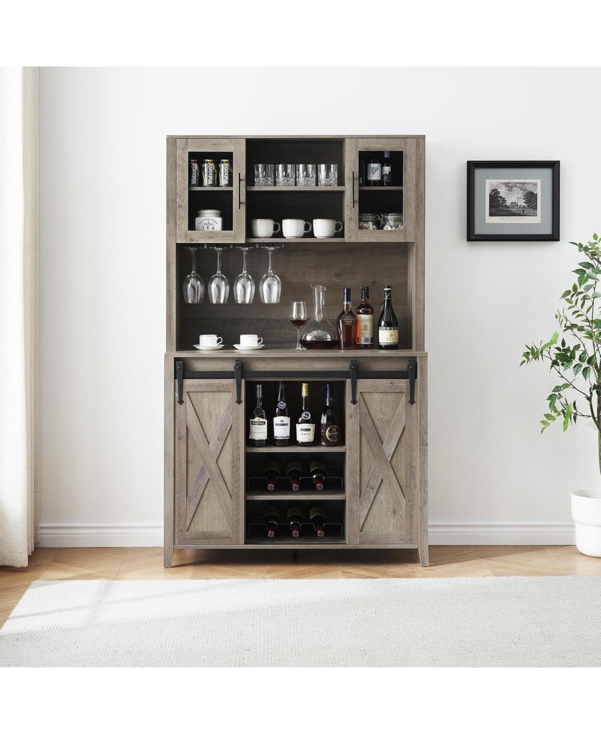 Click here for gaomon 70" Tall Farmhouse Coffee Bar Cabinet... prices