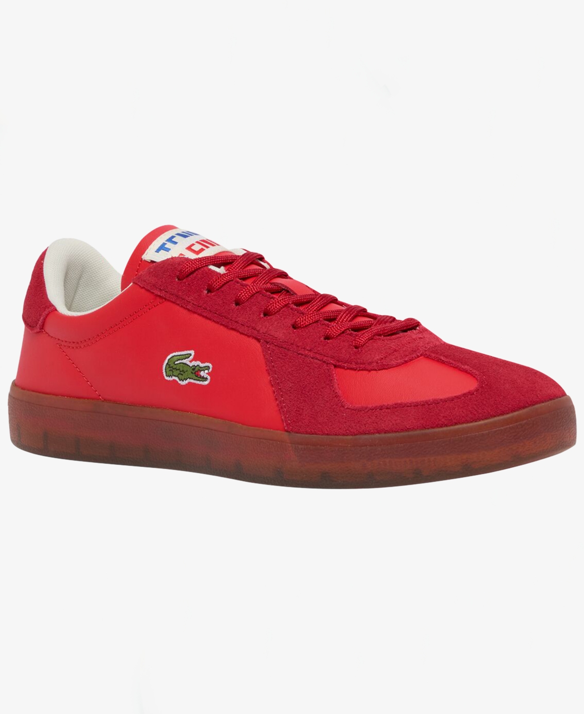 Click here for Lacoste Mens Lace-Up Round Toe Sneakers - Red prices