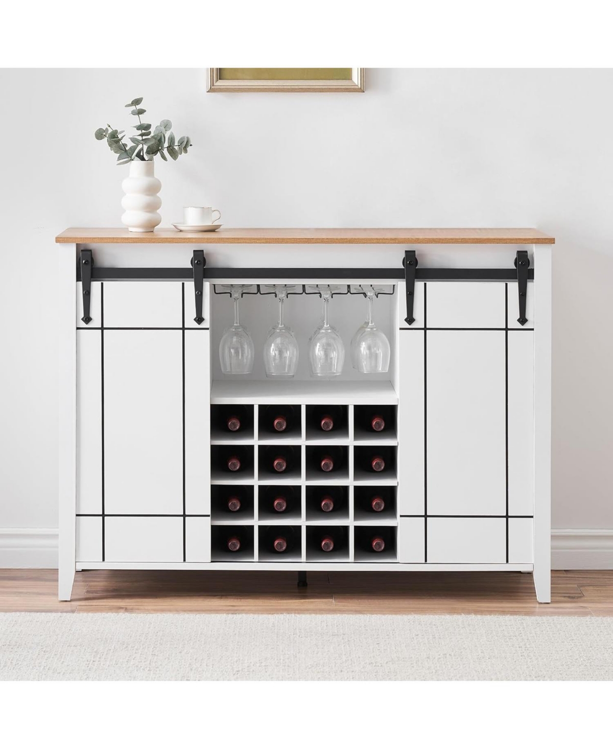 Click here for gaomon 47 Inch Wine Bar Cabinet with Sliding Barn... prices
