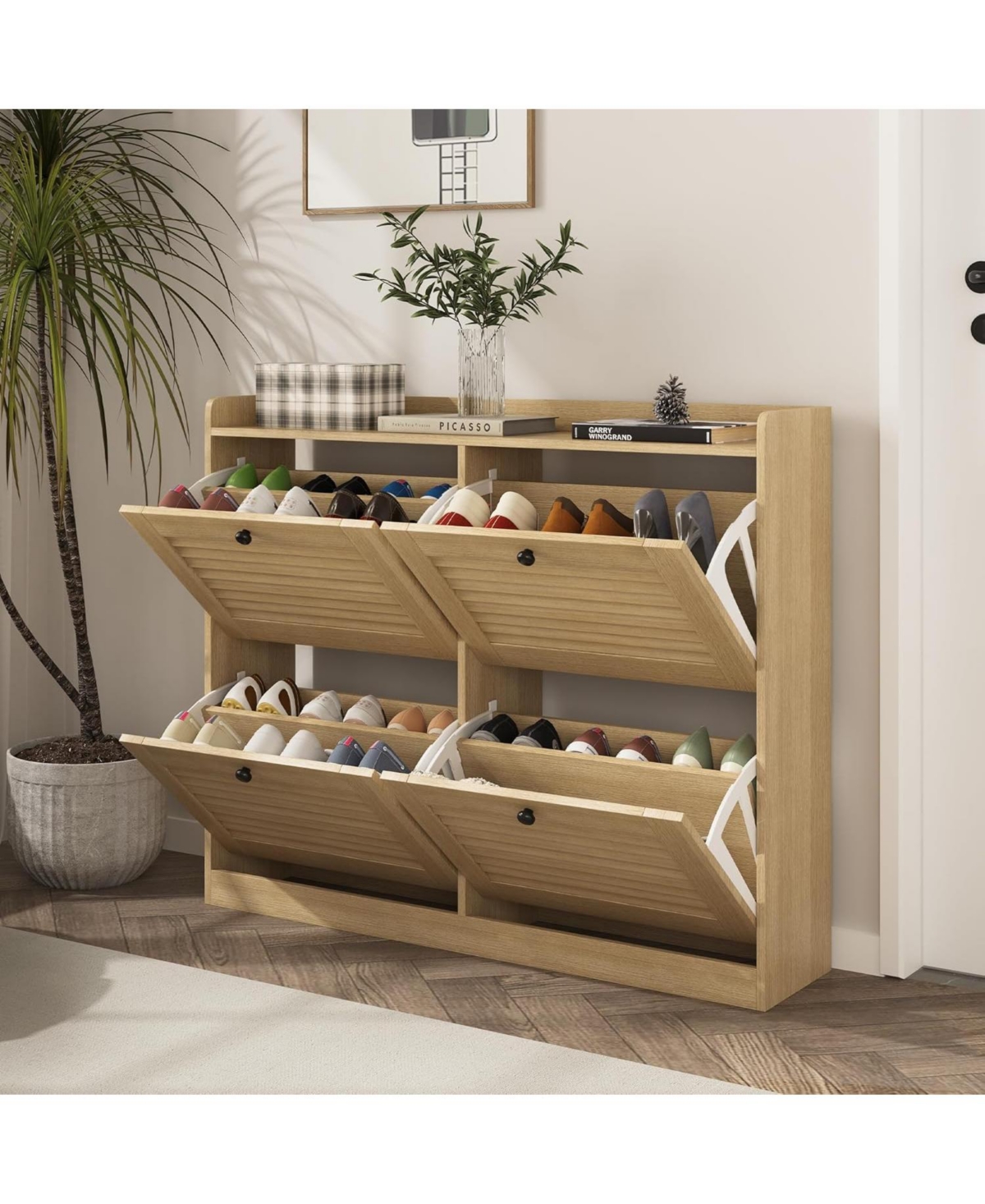 Click here for gaomon Large Shoe Storage Cabinet with 4 Flip Draw... prices