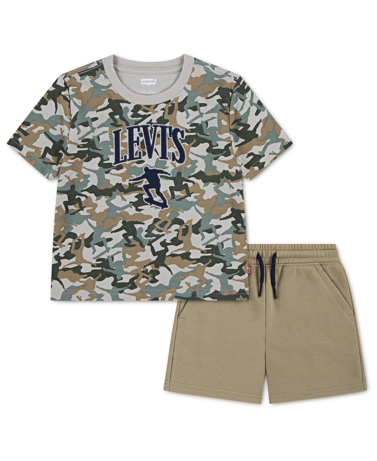 Click here for Levis Boys 2T-7 Camo Tee & Short Set - Olive/Tan/M... prices