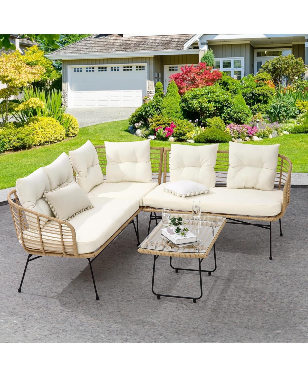 Click here for gaomon 4 Pieces Patio Furniture Set - White prices
