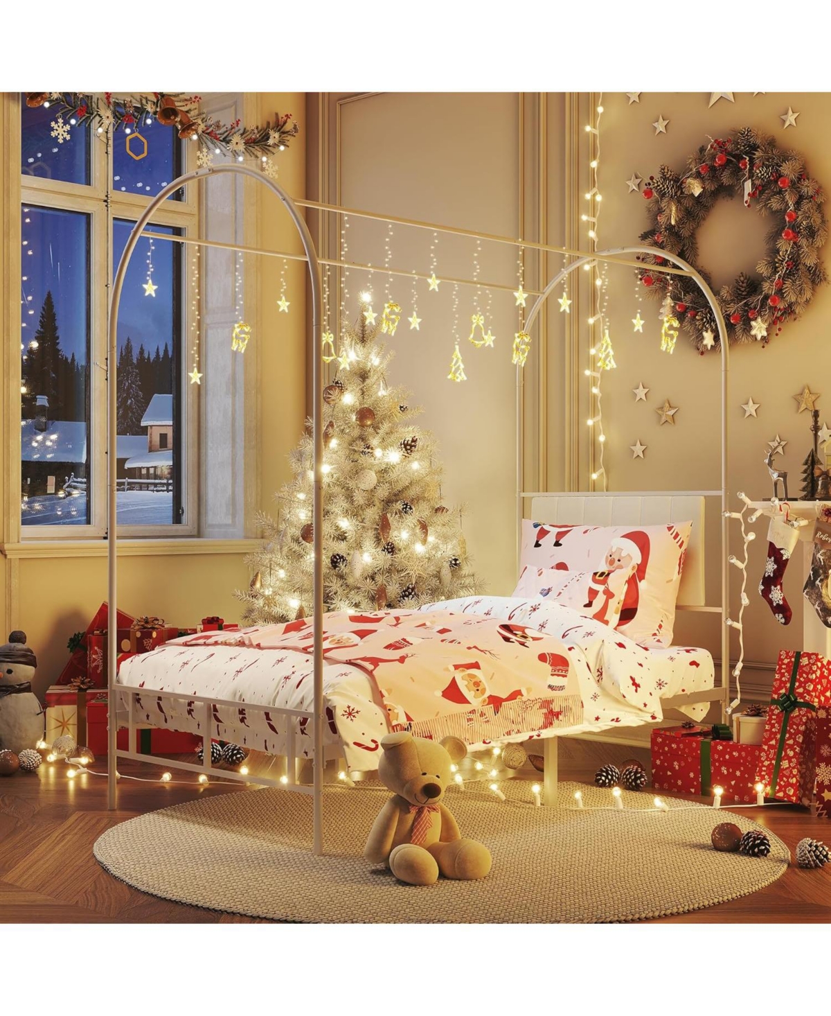 Click here for gaomon Kids Canopy Bed Frame with Headboard & Foot... prices