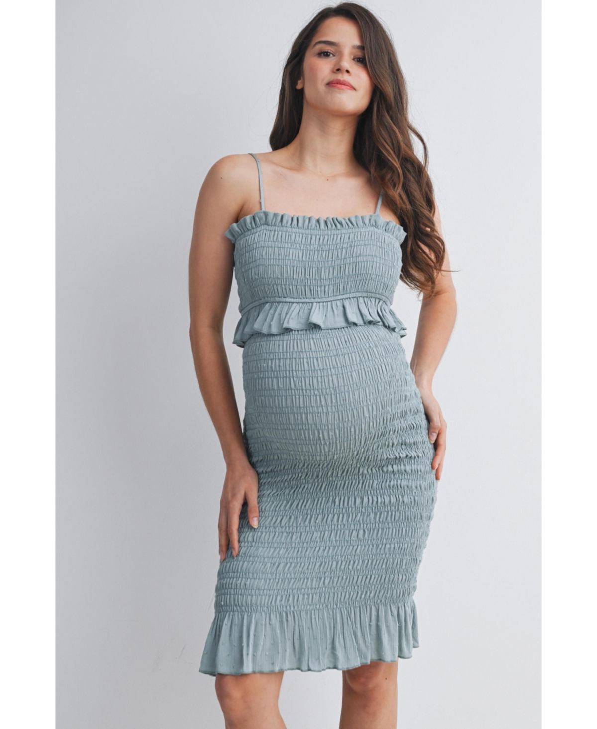 Click here for Hello Miz Maternity Smocked Spaghetti Strap Dress... prices