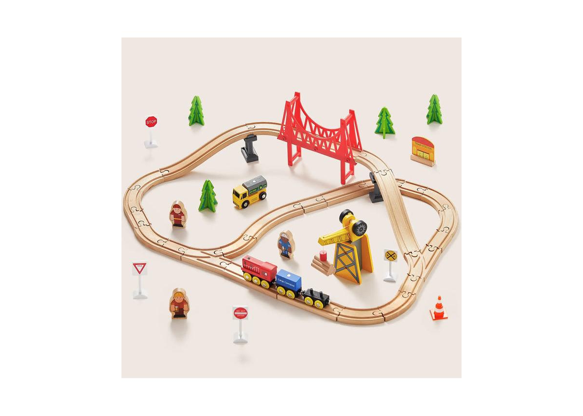 Click here for Tiny Land Wooden Track Trains Set for Kids 55 Pcs prices