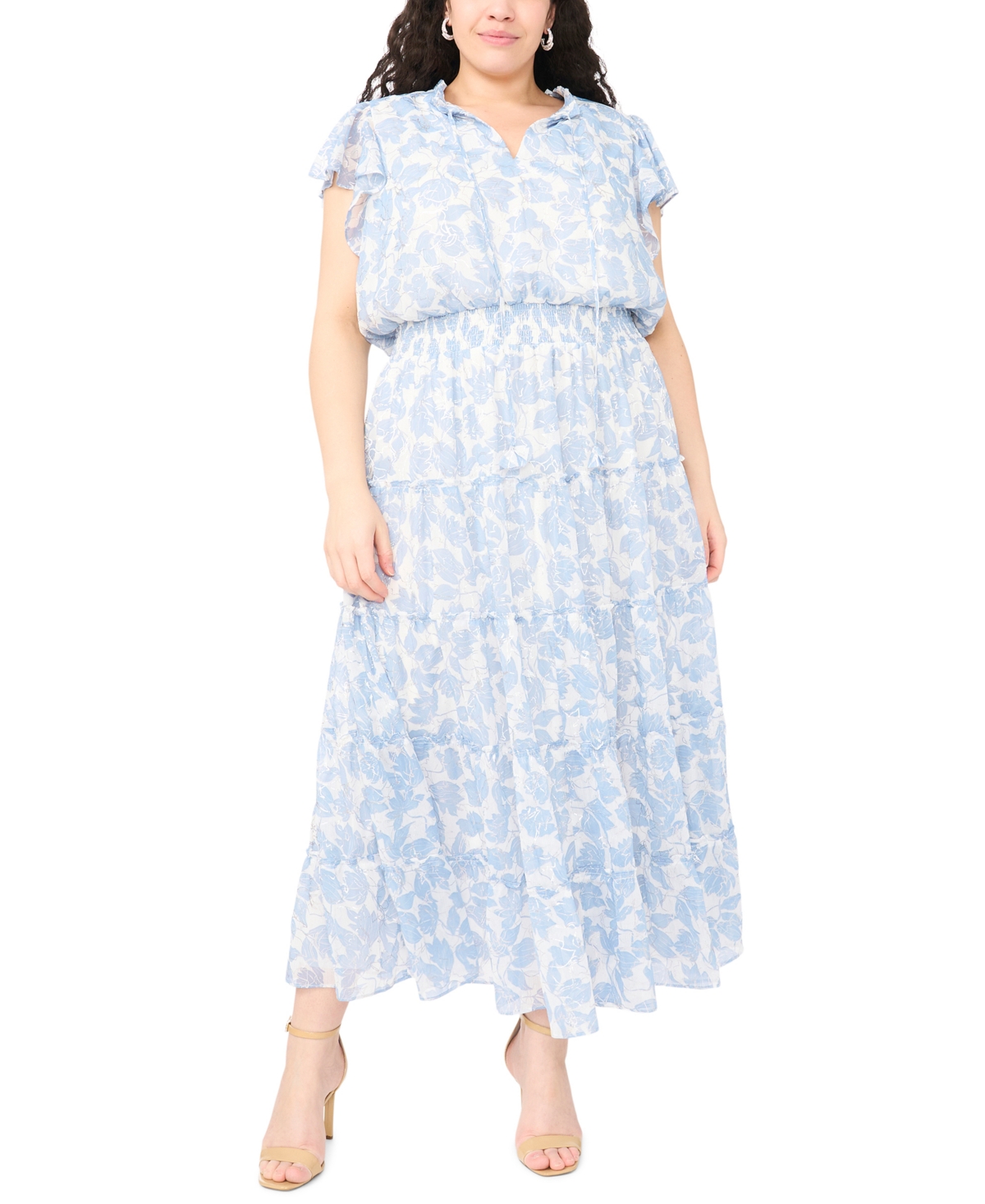 Click here for Msk Plus Size Smocked Waist Tiered Dress - Rainwas... prices