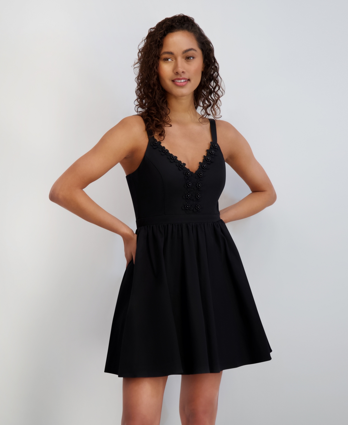 Click here for kensie Womens V-Neck Mini Dress - Black prices