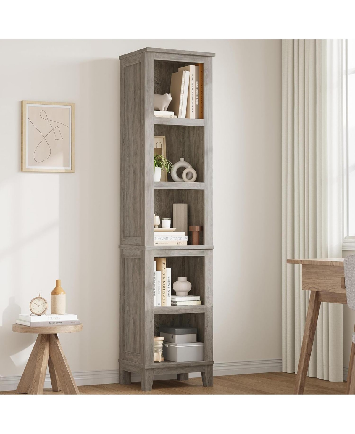 Click here for gaomon 5 Tier Rustic Wooden Narrow Bookcase for Ho... prices