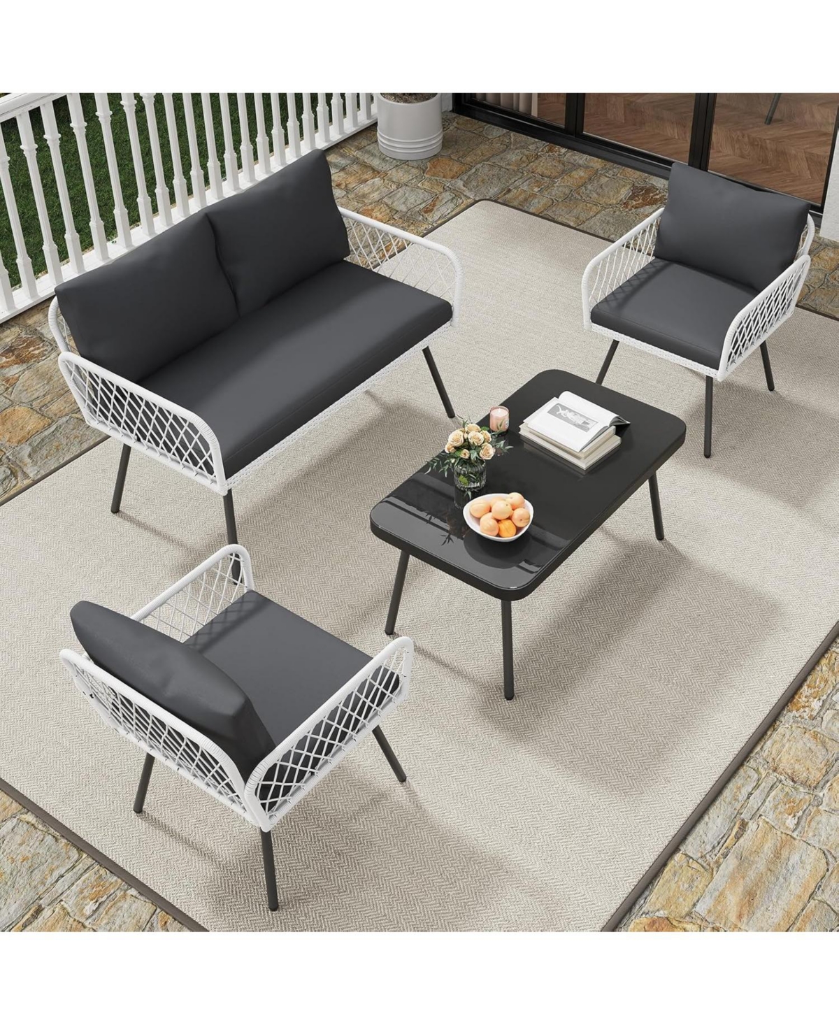 Click here for gaomon 4-Piece Wicker Outdoor Furniture Set  Patio... prices