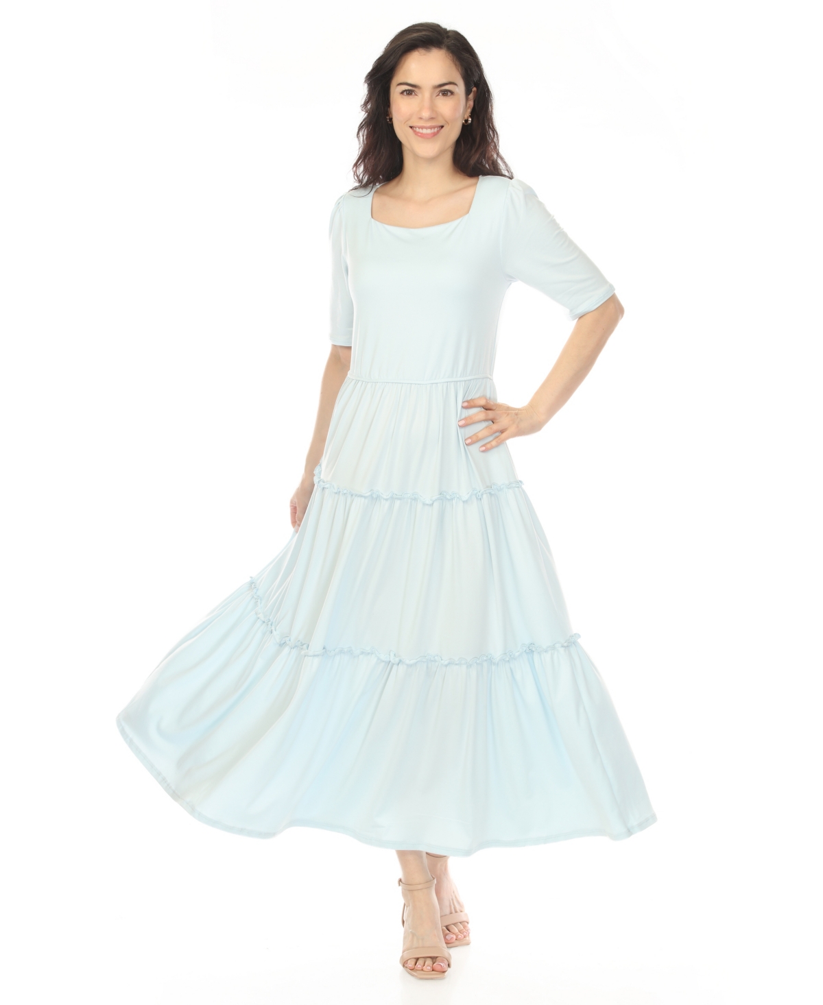 Click here for White Mark Womens Square Neck Short Sleeve Tiered... prices