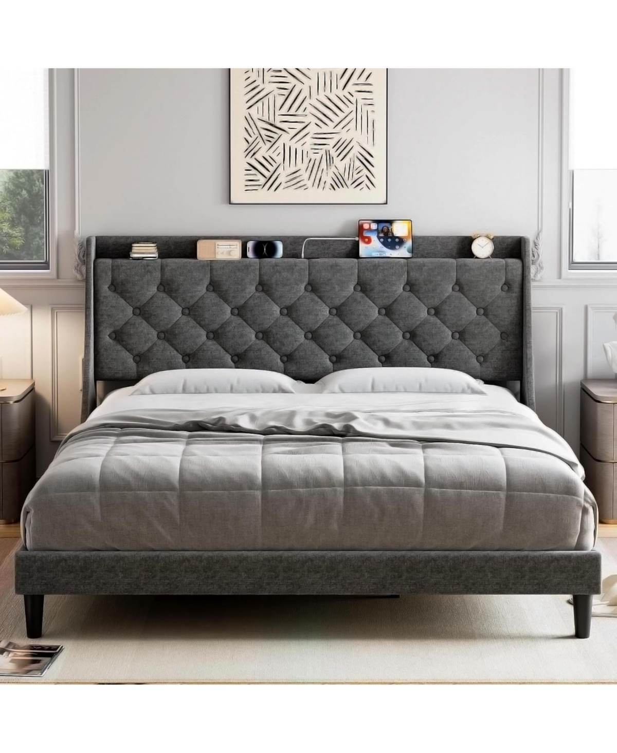 Click here for gaomon Bed Frame with Charging Station and Storage... prices