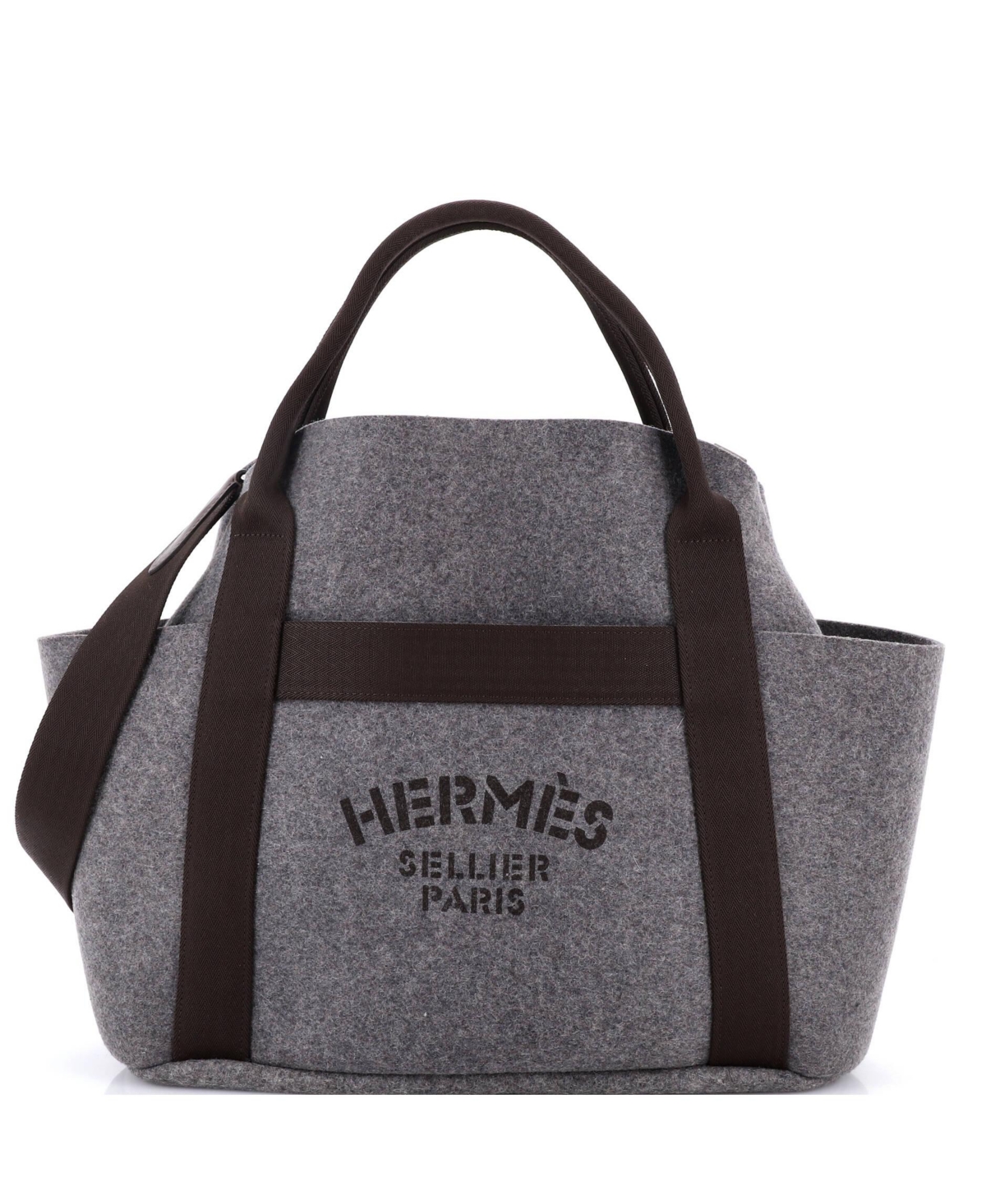 Click here for Pre-Owned HERMES Sac De Pansage Groom Handbag Felt... prices