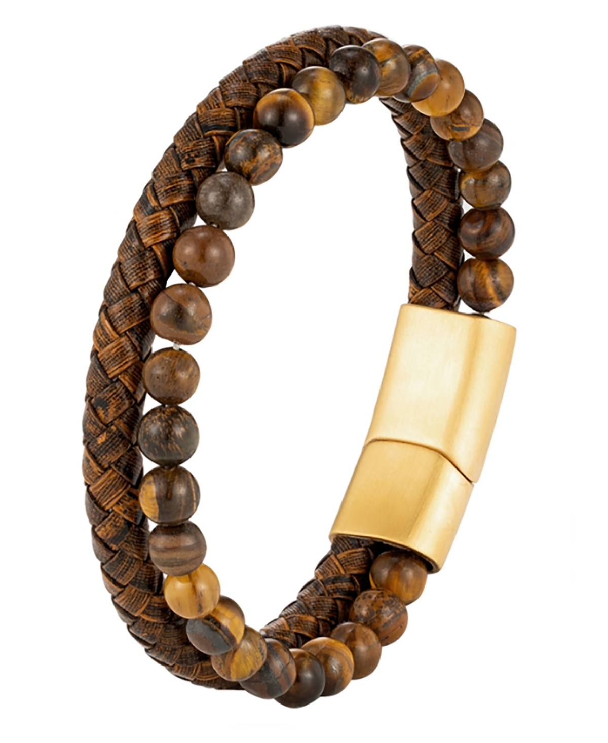 Click here for Rhona Sutton Mens Brown Leather Bracelet in Stainl... prices