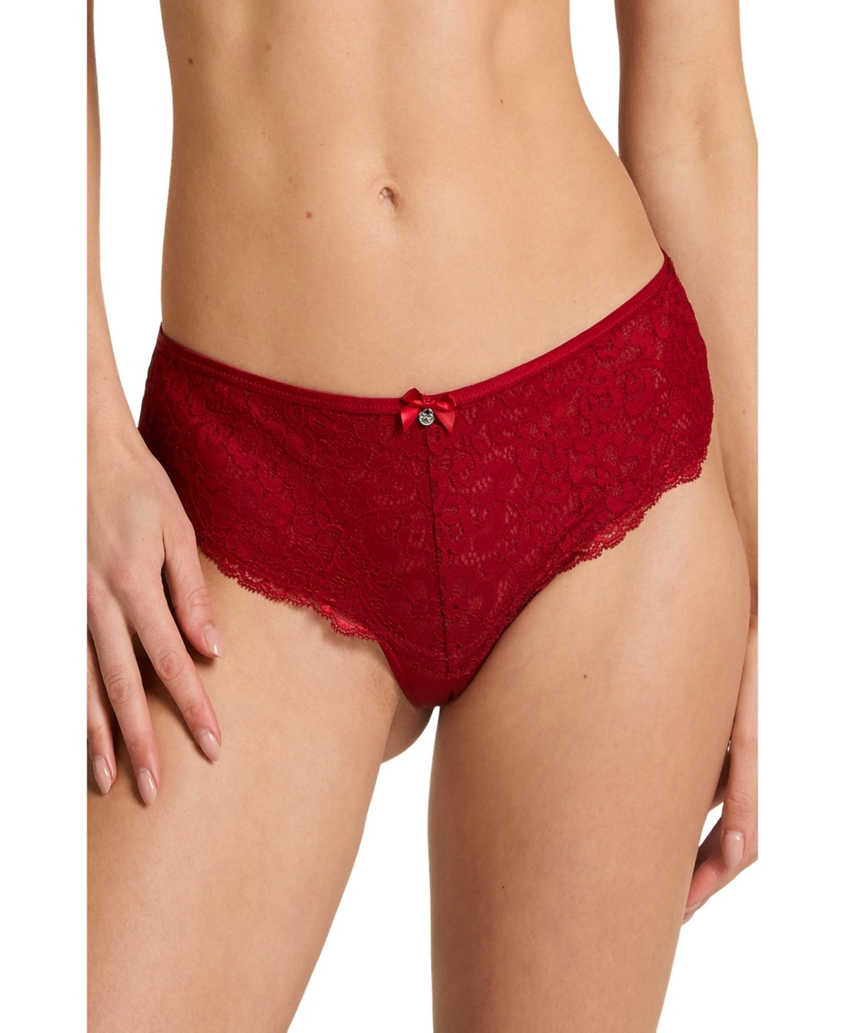 Click here for Hunkemoller Womens Marine Brazilian Knickers - Red prices