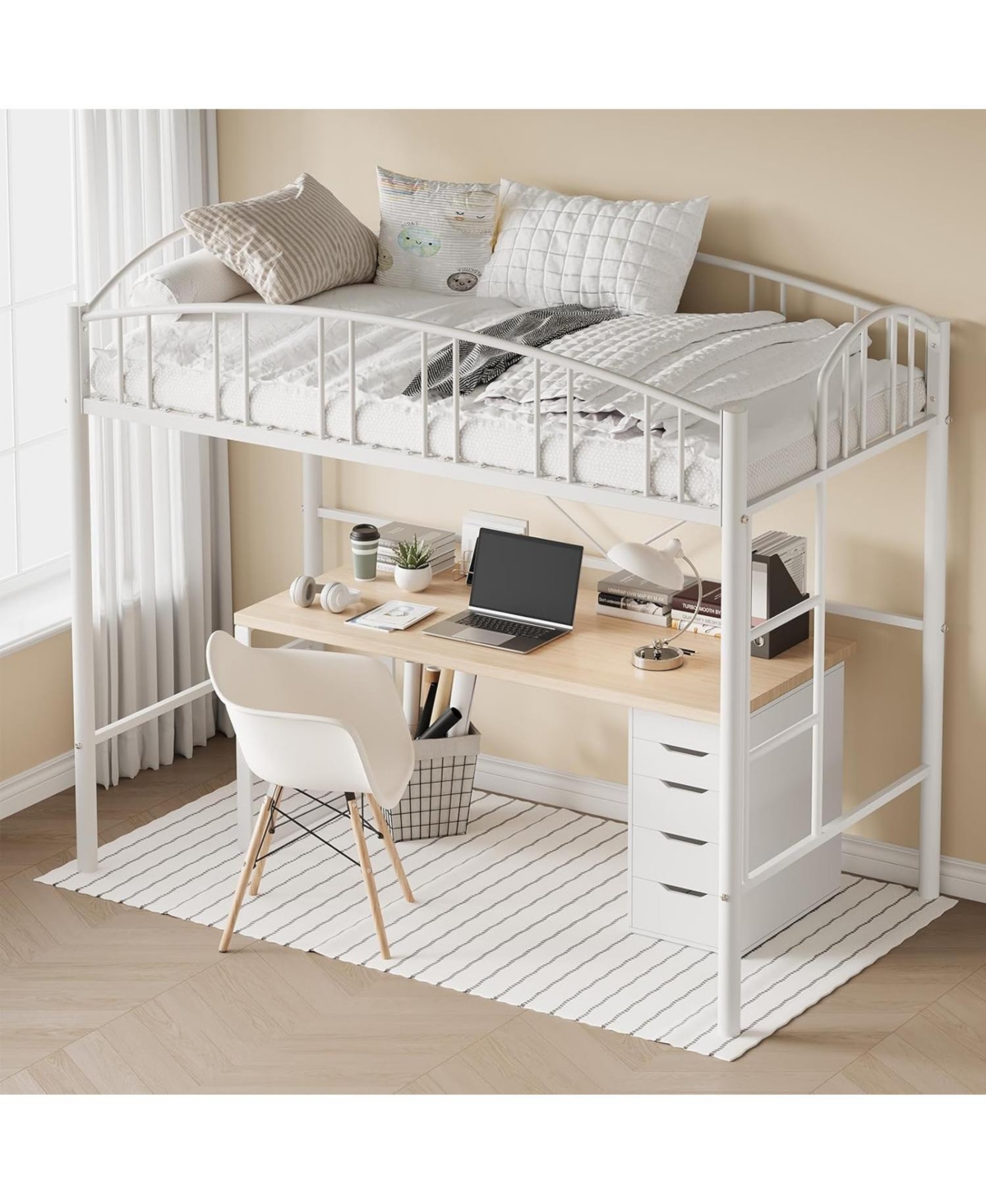 Click here for gaomon Loft Bed with Ladder and Arched Guardrail -... prices